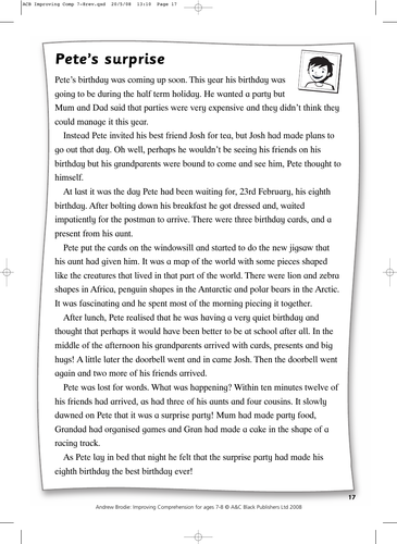 Reading comprehension age 7-8 (Year 4) | Teaching Resources