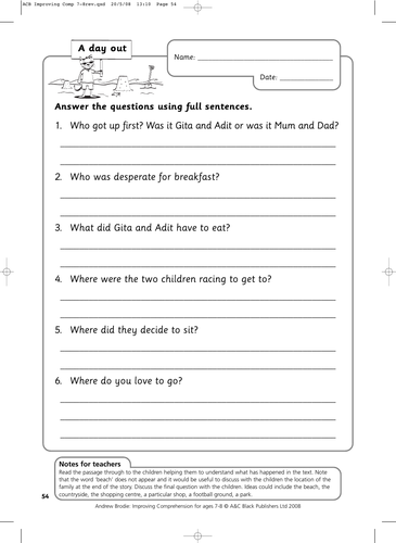Reading comprehension age 7-8 (Year 4) | Teaching Resources