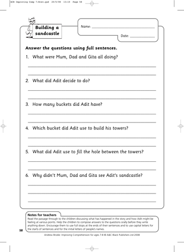Reading comprehension age 7-8 (Year 4) | Teaching Resources