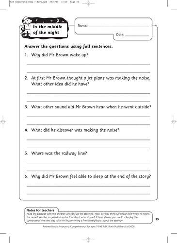 Reading comprehension age 7-8 (Year 4) | Teaching Resources