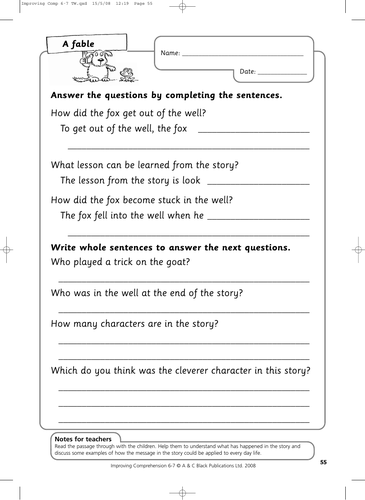 Reading comprehension ages 6-7 (year 3)) | Teaching Resources