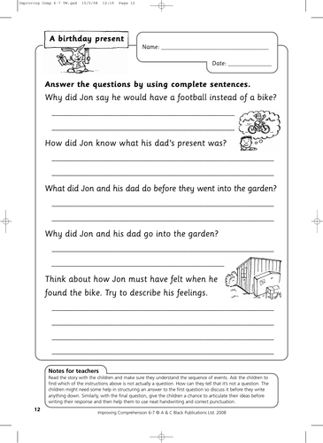 Reading comprehension ages 6-7 (year 3)) | Teaching Resources