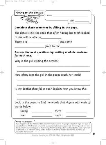 Reading comprehension ages 6-7 (year 3)) | Teaching Resources
