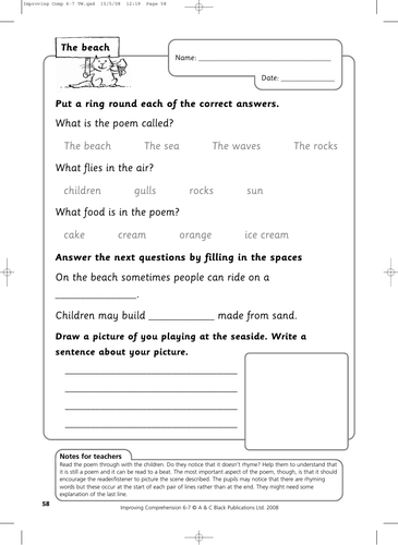 Reading comprehension ages 6-7 (year 3)) | Teaching Resources