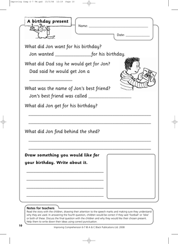 Reading comprehension ages 6-7 (year 3)) | Teaching Resources