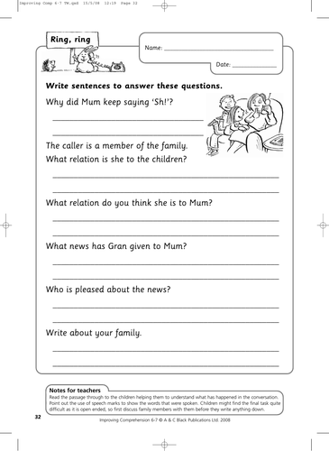 Reading comprehension ages 6-7 (year 3)) | Teaching Resources