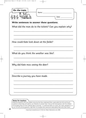 Reading comprehension ages 6-7 (year 3)) | Teaching Resources