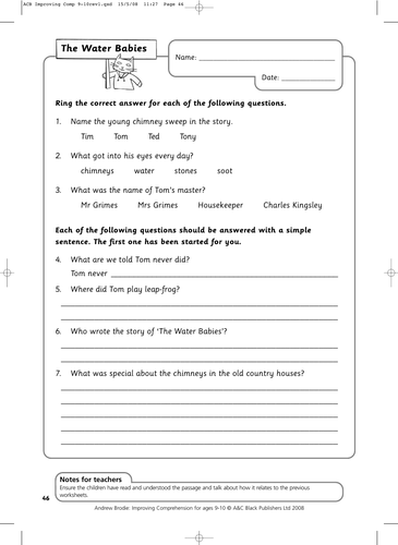 Reading comprehension age 9-10 (year 5) | Teaching Resources