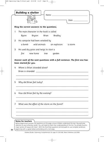 Reading comprehension age 9-10 (year 5) | Teaching Resources
