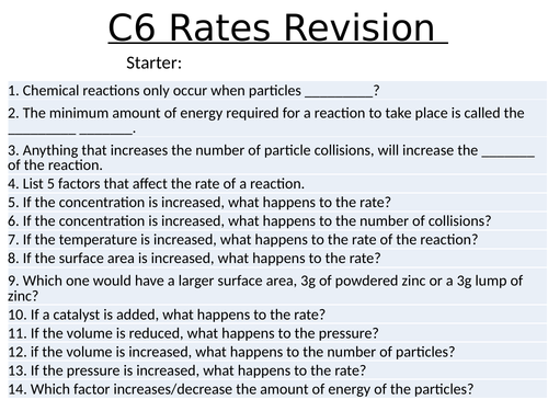 C6 rates revision + exam questions | Teaching Resources