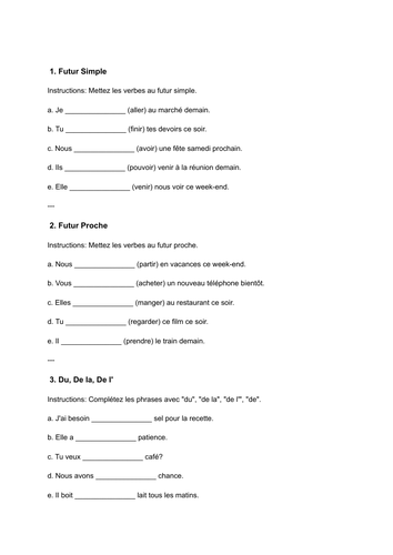 FRENCH GRAMMAR TEST | Teaching Resources