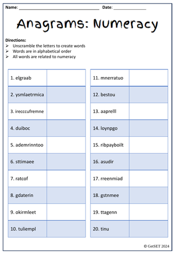 Cross-curricular Literacy Anagrams | Teaching Resources