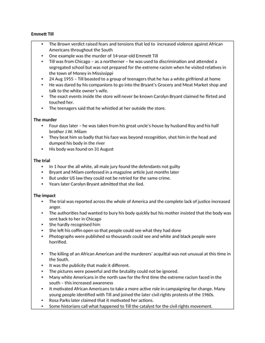 Emmett Till – Civil Rights in the USA,1945-74 – Part 2 - IGCSE History ...