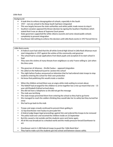 Little Rock – Civil Rights in the USA,1945-74 – Part 2 - IGCSE History ...