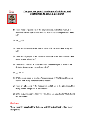 Year 3 Maths Observation - Romans - Addition and Subtraction Problems ...