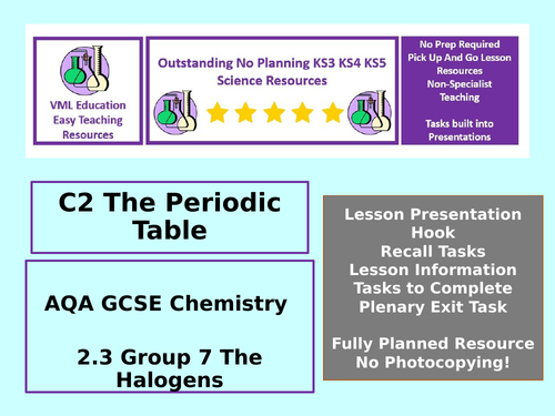 AQA GCSE Chemistry 2.4 Group 7 Full Lesson Presentation and Resources ...