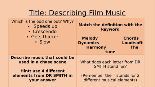 Film Music Lesson - GCSE AoS 3: Film Music (Eduqas AQA OCR) | Teaching ...