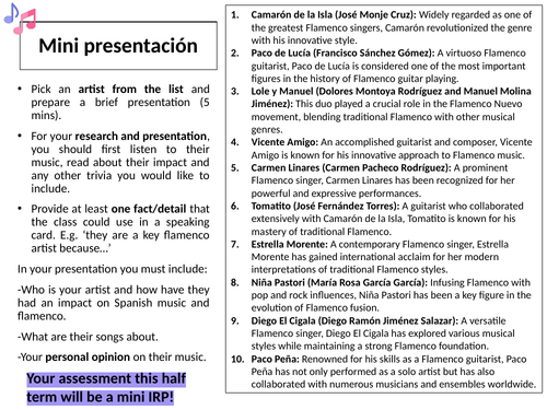 Unit 4, la música, A level | Teaching Resources