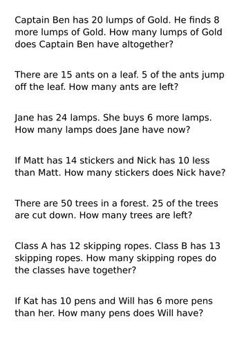Maths Word Problems | Teaching Resources