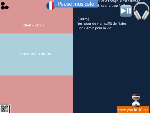 Music Video with scrolling lyrics - Ichon - La vie | Teaching Resources