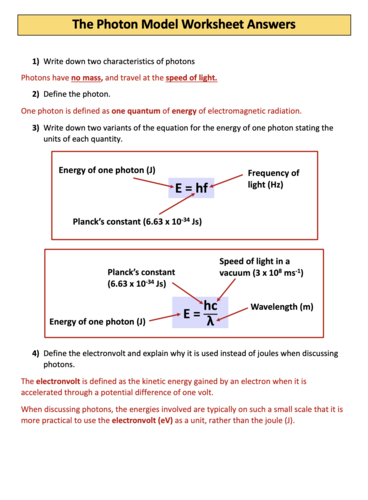Electrons, Waves & Photons Worksheets - A Level Physics | Teaching ...