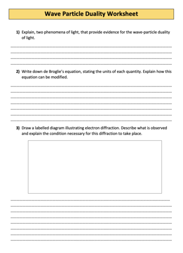 Electrons, Waves & Photons Worksheets - A Level Physics | Teaching ...