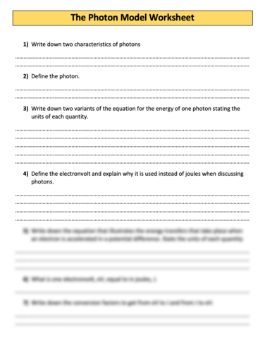 Electrons, Waves & Photons Worksheets - A Level Physics | Teaching ...