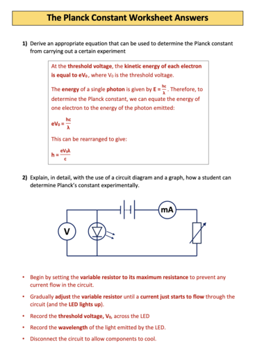 Electrons, Waves & Photons Worksheets - A Level Physics | Teaching ...
