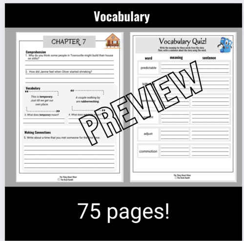 THE THING ABOUT OLIVER Novel Study and Reading Comprehension Questions ...