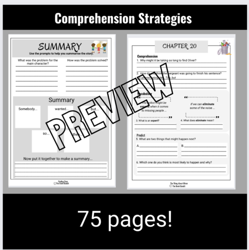 THE THING ABOUT OLIVER Novel Study and Reading Comprehension Questions ...