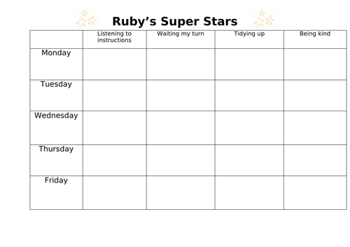 Star Reward Chart | Teaching Resources