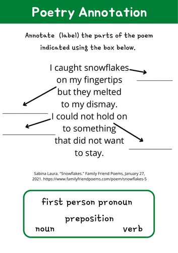 Poetry Annotation Worksheet Pack | Teaching Resources