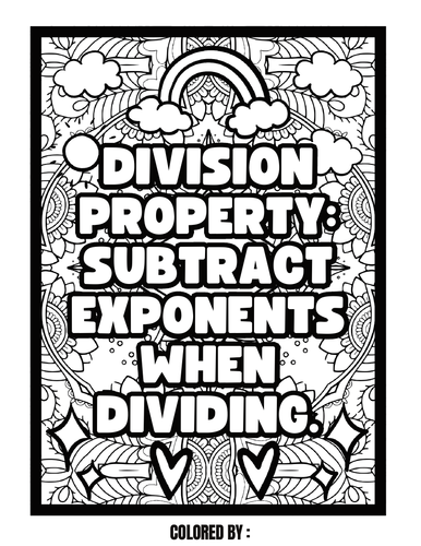 Properties Of Exponents Activities Coloring Pages, Printable Sheets ...