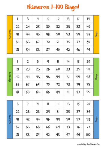Números 1-100 Bingo | Teaching Resources