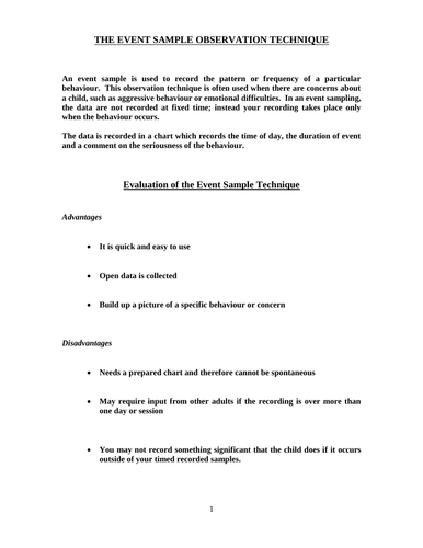Childcare Education: Observation techniques: checklist, narrative, time ...