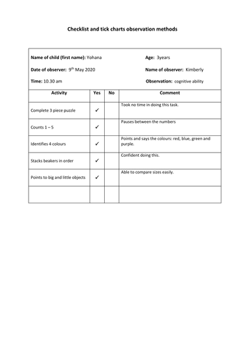 Childcare Education: Observation techniques: checklist, narrative, time ...