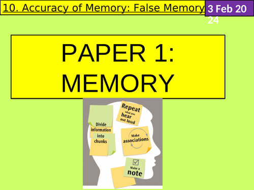 AQA GCSE Psychology: Paper 1 - Memory BUNDLE | Teaching Resources