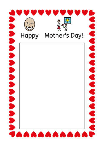 Mother's Day Card and Writing Frame Template (Widgit Symbols ...