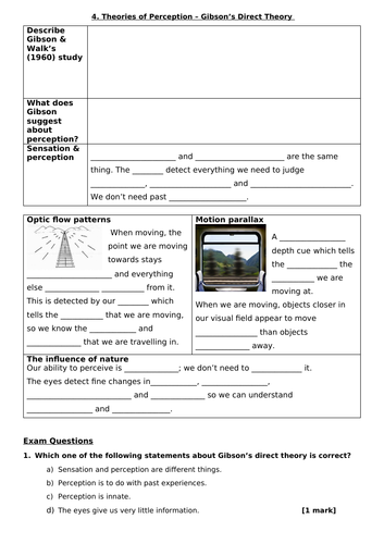 AQA GCSE Psychology: Paper 1 - PERCEPTION BUNDLE | Teaching Resources