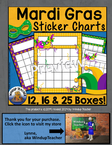 Mardi Gras Sticker Reward Charts - Positive Behavior Incentive - 12 16 ...