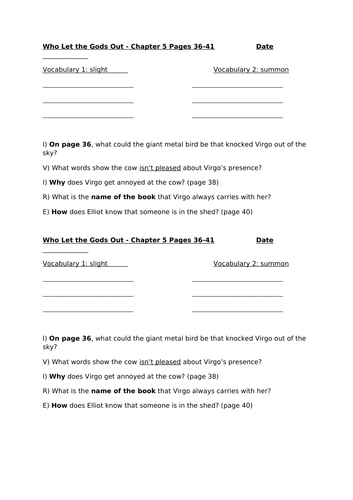 Chapter 5 part 1 Who Let The Gods Out Guided Reading | Teaching Resources