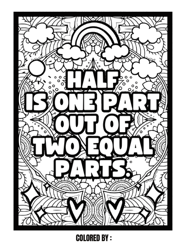 Fraction Vocabulary Mindfulness Coloring Pages, Printable Sheets, No ...