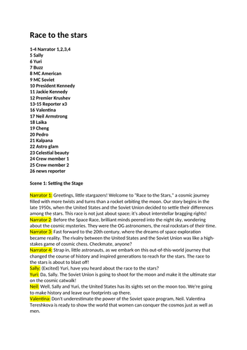 The Space race assembly script Year 5 | Teaching Resources