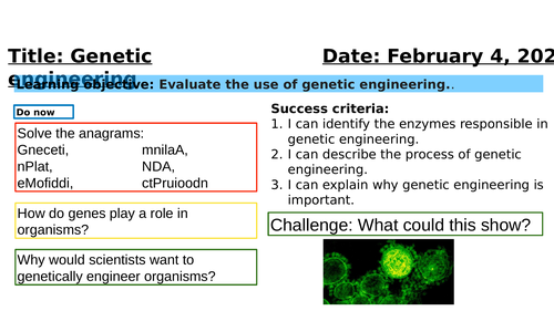 Genetic Engineering Using Enzymes | Teaching Resources