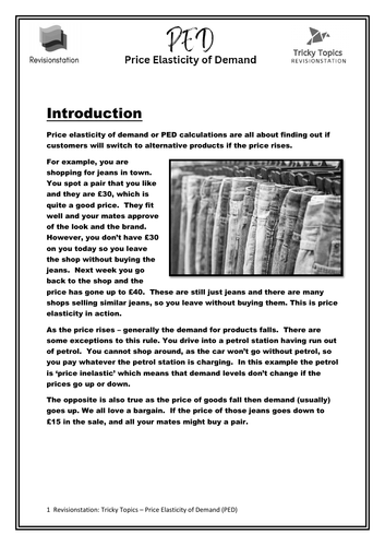 Edexcel A level Business Price Elasticity of Demand (PED) Tricky Topic ...