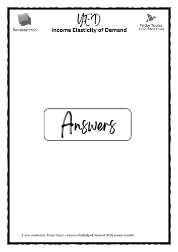Edexcel A level Business Income Elasticity of Demand (YED) Tricky Topic worksheet lesson ...