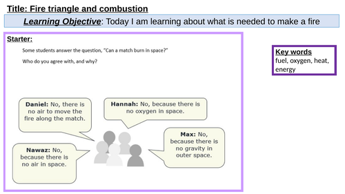 KS3 fire triangle and combustion | Teaching Resources