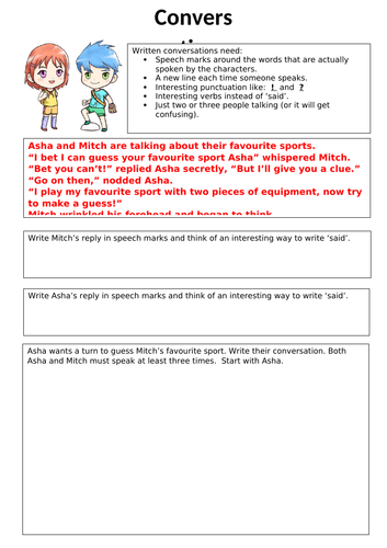 KS1 & 2 Conversation story writing template. | Teaching Resources