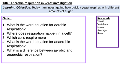 KS3 Anaerobic respiration fermentation yeast practical | Teaching Resources