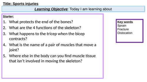 KS3 sports injuries muscles | Teaching Resources